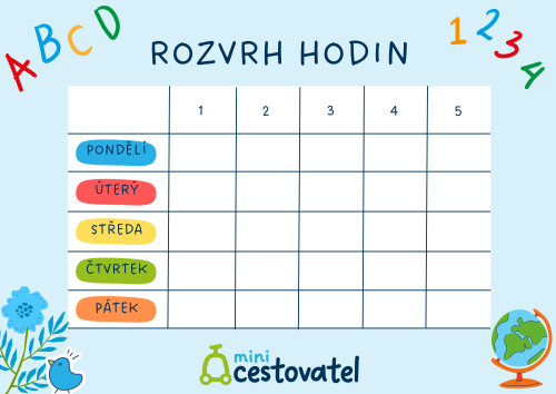 Školní rozvrh ke stažení a tisku | mini CESTOVATEL